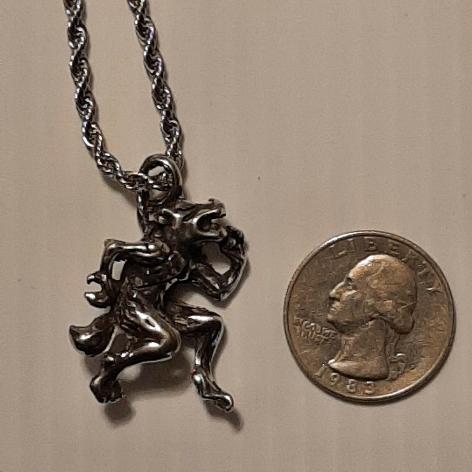 WEREWOLF WEREWOLVES Pewter Pendant Charm / 24" STAINLESS ROPE CHAIN ...