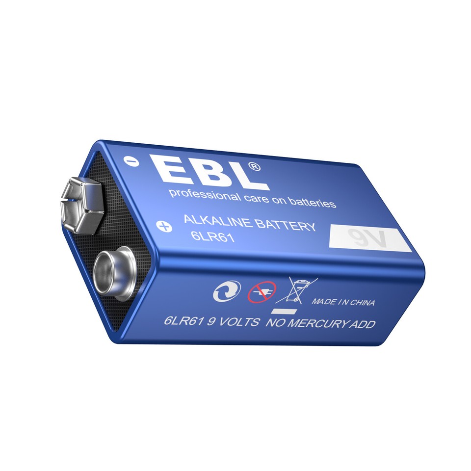 EBL 9-Volt Alkaline Batteries 6LR61 9V-Block Long Lasting Leak-Proof ...