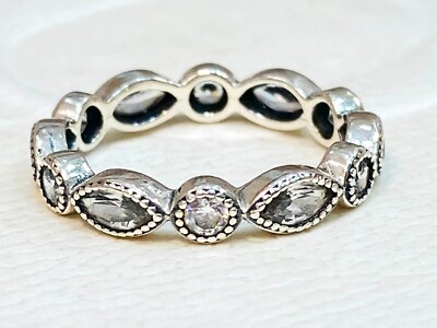 Authentic Pandora Alluring Brilliant & Marquise CZ Silver Ring Size 50 ...