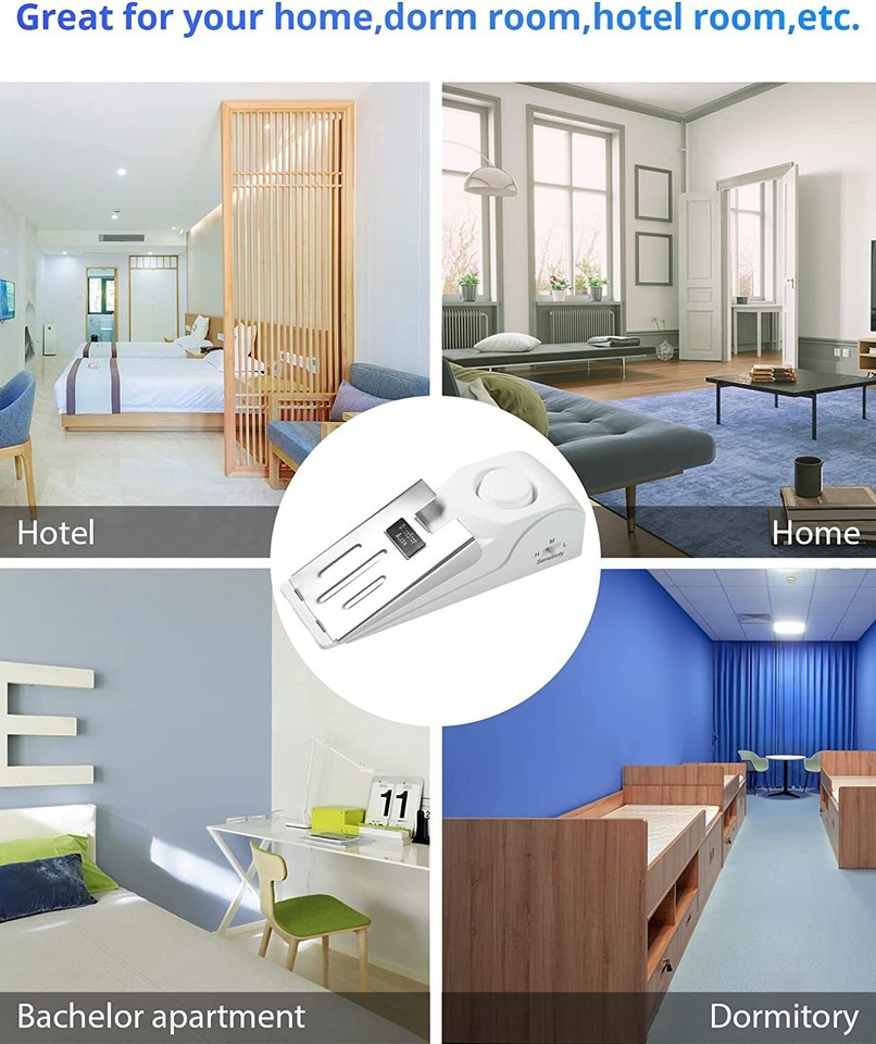 2 Pack Security Door Stop Alarm 120DB Hotel Home Portable Security ...