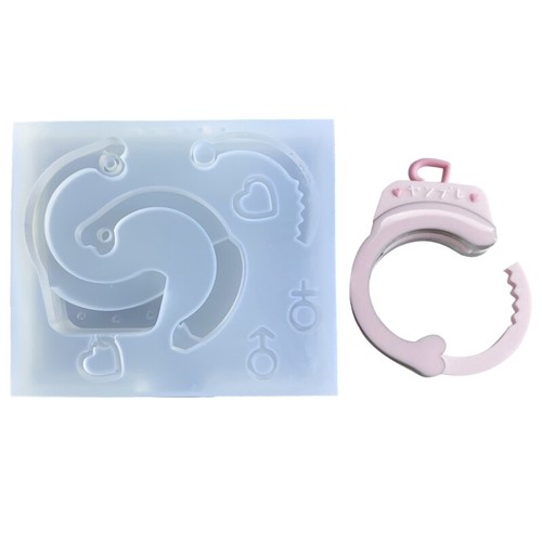 Love Heart Handcuff Keychains Mold DIY Epoxy Pendant Necklace Key Chain ...