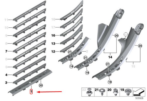 OEM BMW X5 G05 FRONT RIGHT ENTRANCE COVER STRIP 7479936 51477479936 ...