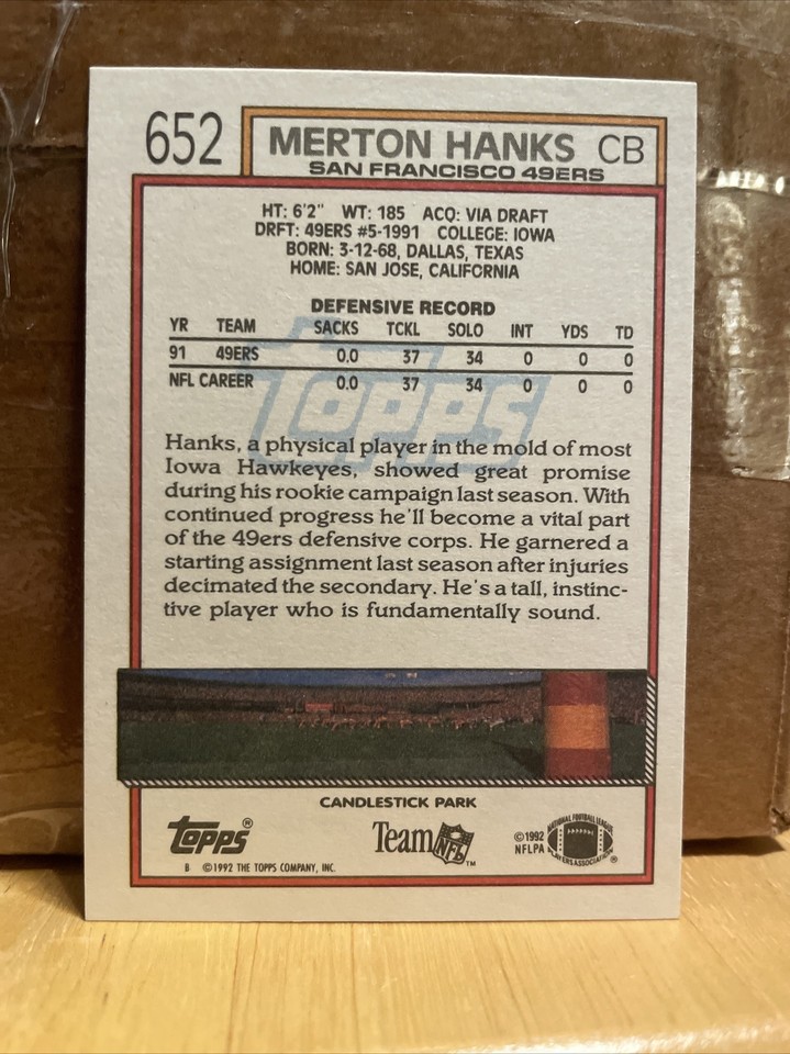 Merton Hanks San Francisco 49ers Autographed Card | eBay