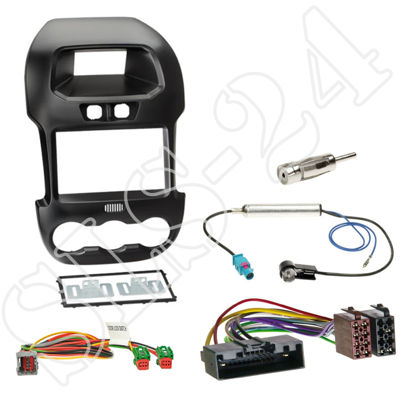 FORD Ranger 2012-2014 Doppel 2-DIN Blende+ISO KFZ Radioadapter+ Antenne ...