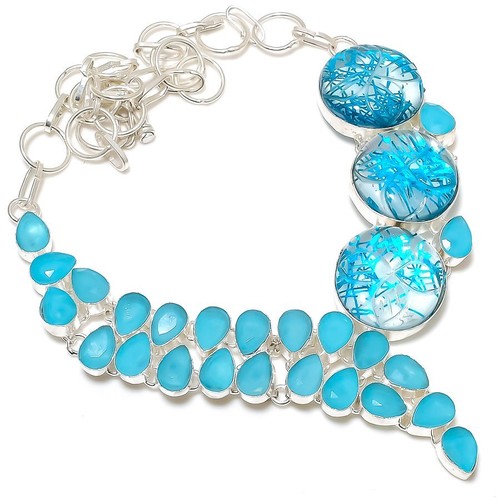 Blue Rutile Handmade Gemstone 925 Sterling Silver Jewelry Necklace 18 ...
