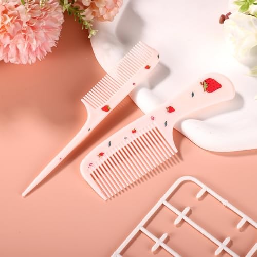 2pcs Cute Hair Comb Set, Pink Strawberry Baby Comb Fine Tooth Comb ...