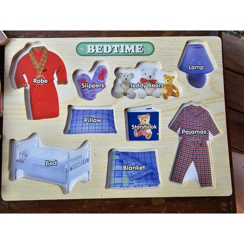Constructive Playthings Wood puzzle 9 Pieces Bedtime theme Educational ...