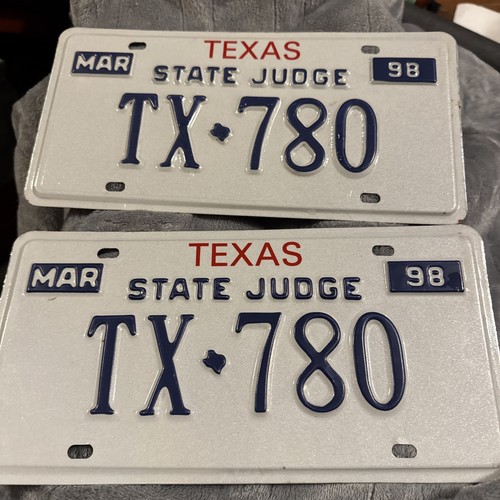1998 MATCHED SET TEXAS “ STATE JUDGE” LICENSE PLATES “ TX780” | eBay