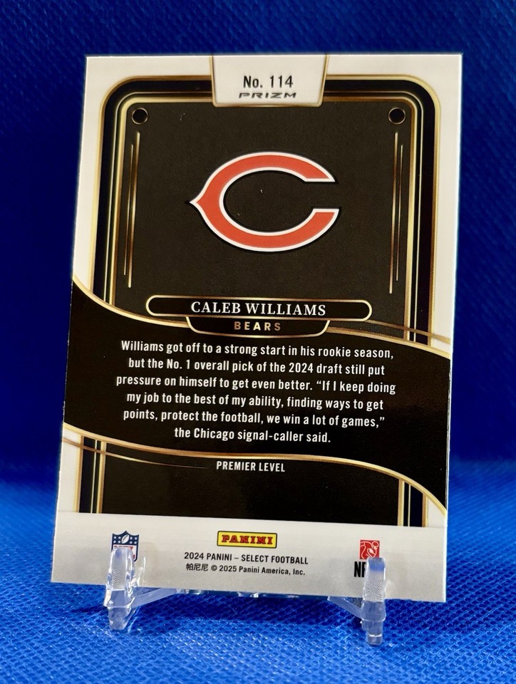 2024 Panini Select Caleb Williams Red & Blue Shock Prizm #114 RC Bears ...