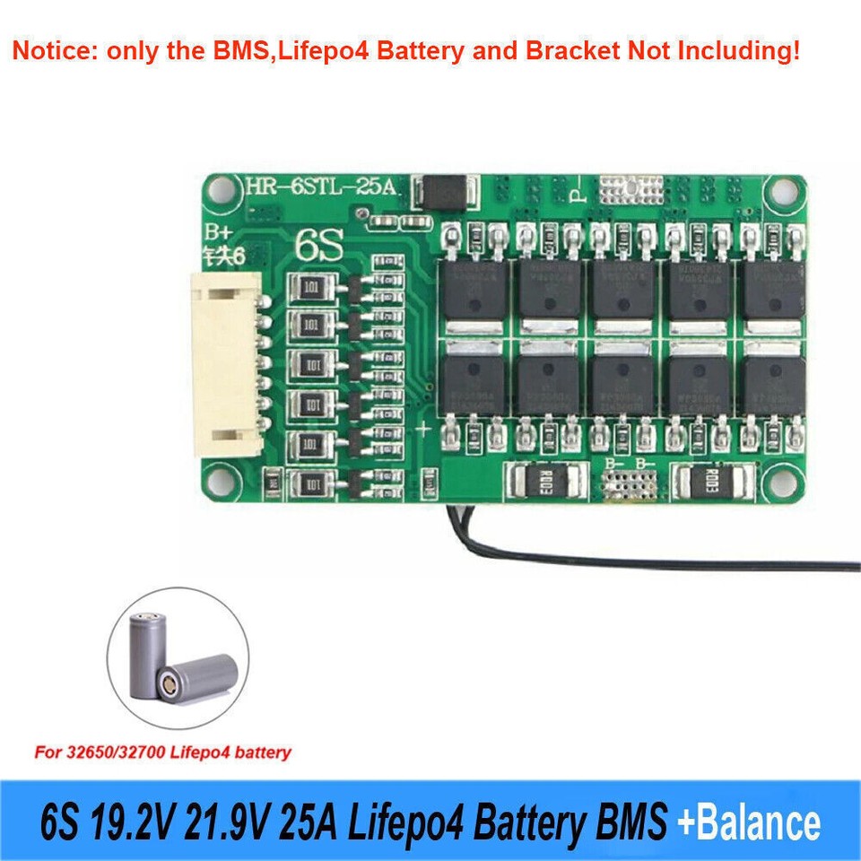 6S 25A Balance BMS 19.2V 21.9V Lifepo4 Battery Protected Board with NTC ...