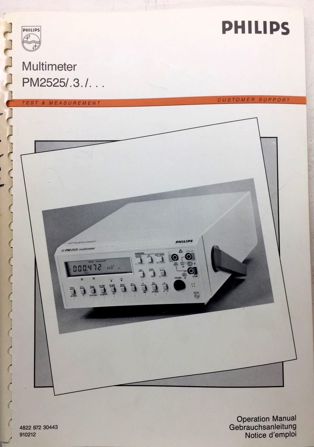 PHILIPS PM2525/.3./ Multimeter Operation Manual P/N 4822-872-30443 | eBay