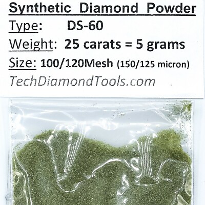TechDiamondTools Diamond Powder 100 Grit 150-125 Microns, 25 cts = 5 ...