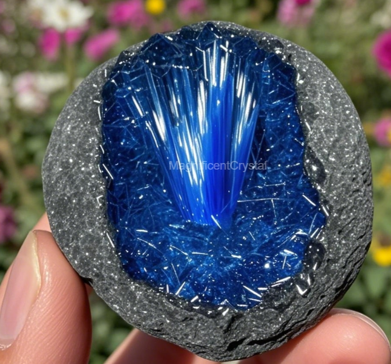 Rare Meteorite-Inspired Blue Copper Crystal Cluster Goethite Quartz ...