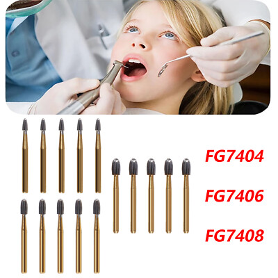 10-100pcs Dental Bur Trimming &Finishing Gold Burs Carbide FG 7404/7406 ...