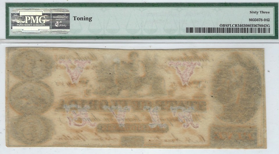 FL-26 CR-34 1864 $5.00 Florida Paper Money - PMG Choice Uncirculated 63 ...