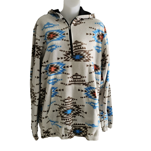 Men's Fleece Southwest Aztec Rebels & Nomads Hooded Pullover 3/4 zip ...