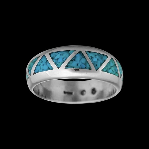 Native American Wedding Band - Turquoise Gemstone Triangles - 925 ...