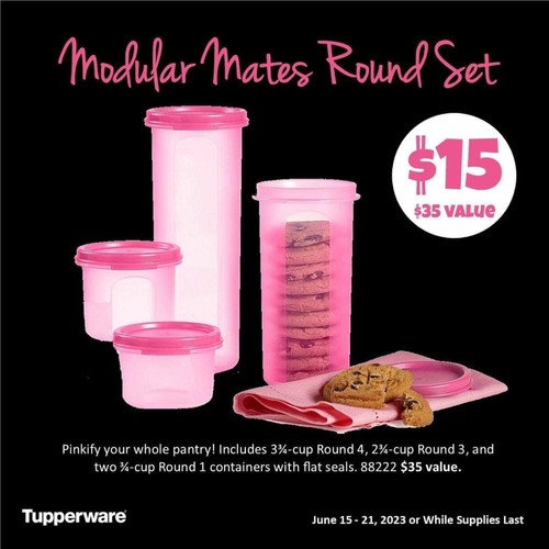 TUPPERWARE New MODULAR MATES 4 PC ROUND SET Round #1 3 4 Round ...