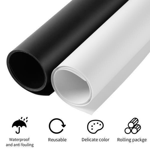 2PCS 60x130cm PVC Matte Glossy Dual Side Backdrops White Black Photo ...