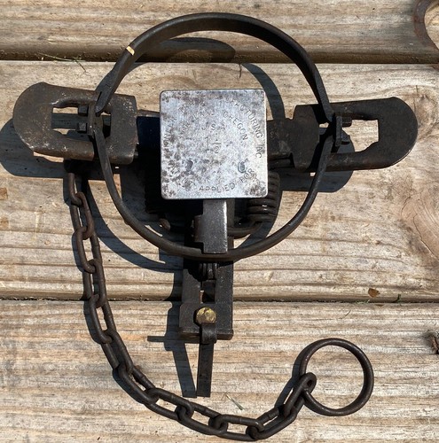 Vintage Pioneer #1 1/2 GREAT PAN Coil Spring Trap Mountain Man Cave ...