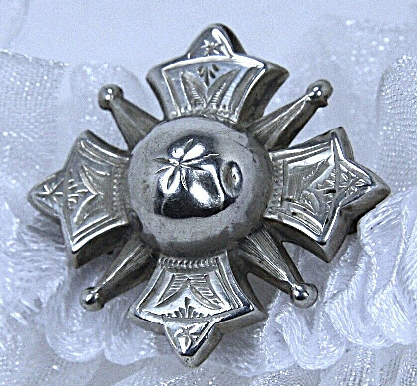 Kitemark Lozenge for 1877 Antique Victorian Silver Brooch Maltese Cross ...
