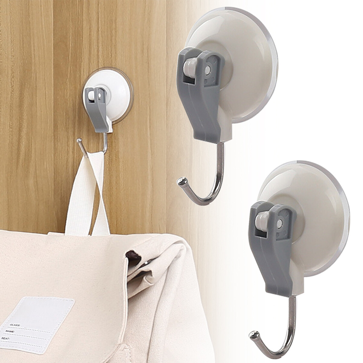 2x/4x Heavy Duty Lever Suction Cup Hooks Vacuum Snap 2kg Duty Sucker ...