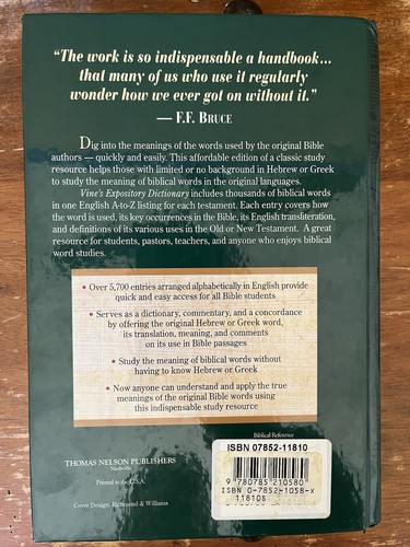 Vines Expository Dictionary (bible) of old and new Testament Words. W,E ...
