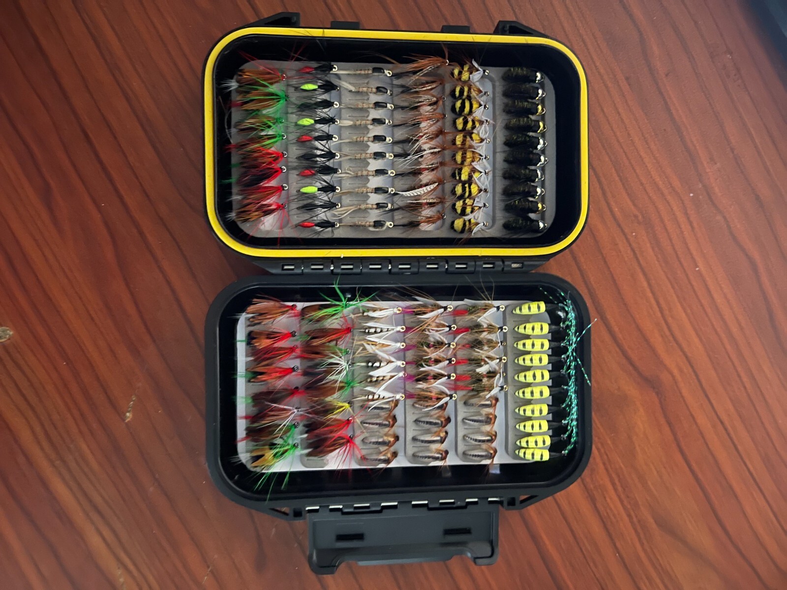 Fly fishing flies kit, 102 flies in 16 different styles, inc. hard case ...