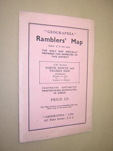 GEOGRAPHIA RAMBLERS MAP. NORTH DOWNS & THAMES SIDE. S W SECTION. circa ...