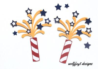 ELITE4U 4TH JULY FIRECRACKER premade paper piecing scrapbook diecut ...