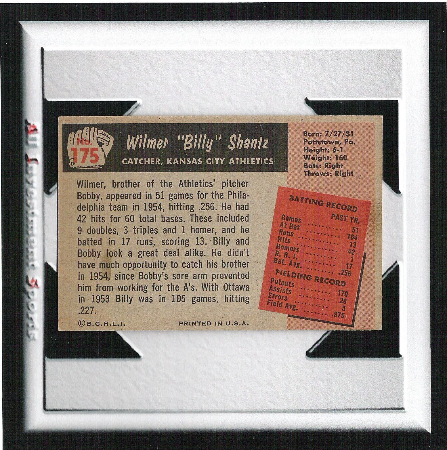 1955 Bowman WILMER BILLY SHANTZ #175 EX nice baseball card for set | eBay