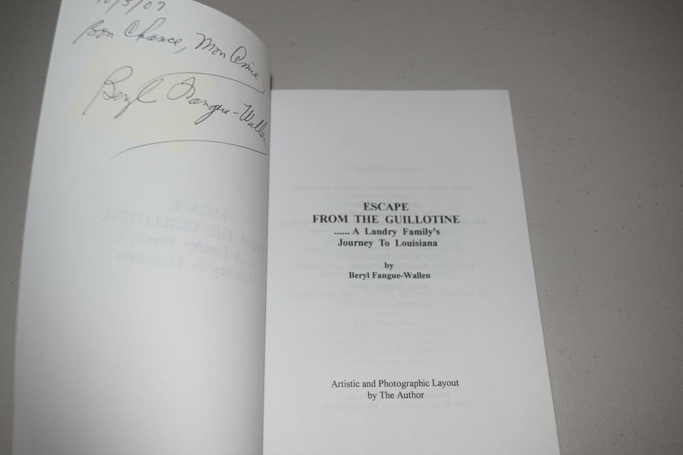 Escape From The Guillotine by Beryl Fangue-Wallen SIGNED BY AUTHOR ...
