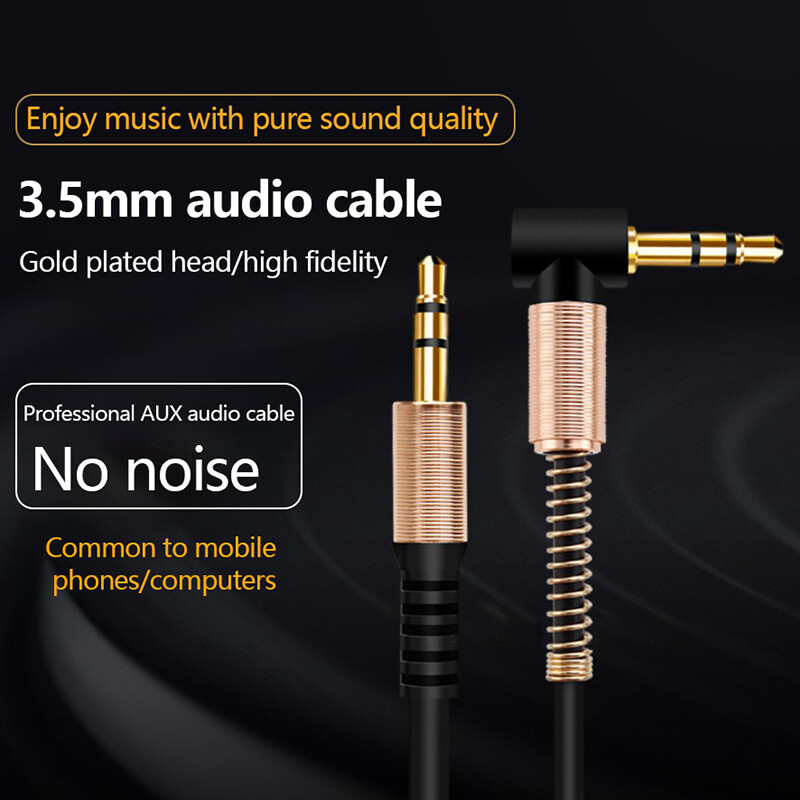 3.5mm Jack Audio Cable Car Spring AUX Cable Gold Plated Jack Male to ...