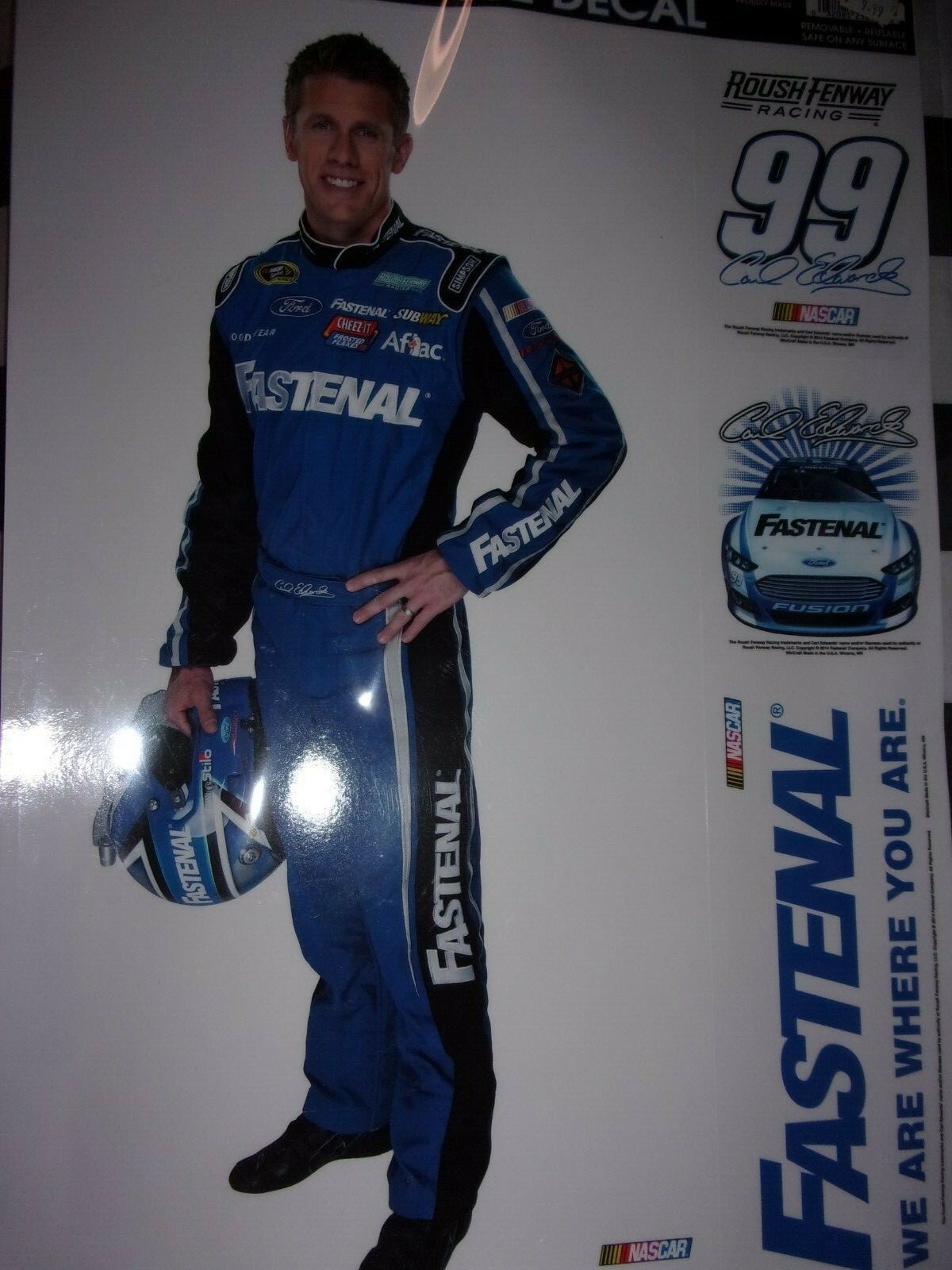 Carl Edwards #99 Fastenal Multi Use DECAL NASCAR 16"x8.5" | eBay