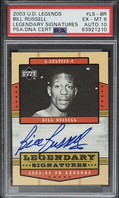2003 UD Legends Bill Russell Auto Legendary HOF Celtics LS-BR Autograph ...