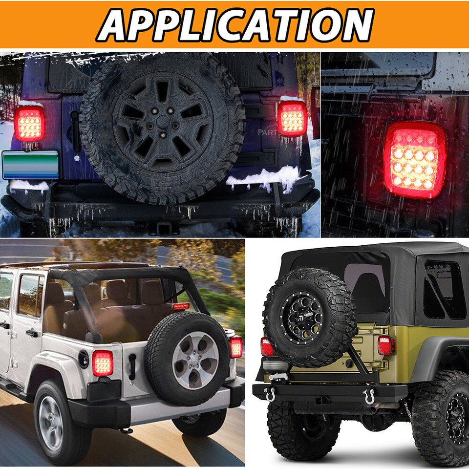 2x for Jeep Wrangler CJ7 YJ LED Tail Lights Rear Brake Lamps Turn Brake ...