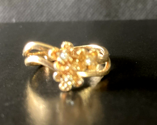 Vintage Avon Flower Brights Gold tone Ring Size 7 Double Band ...