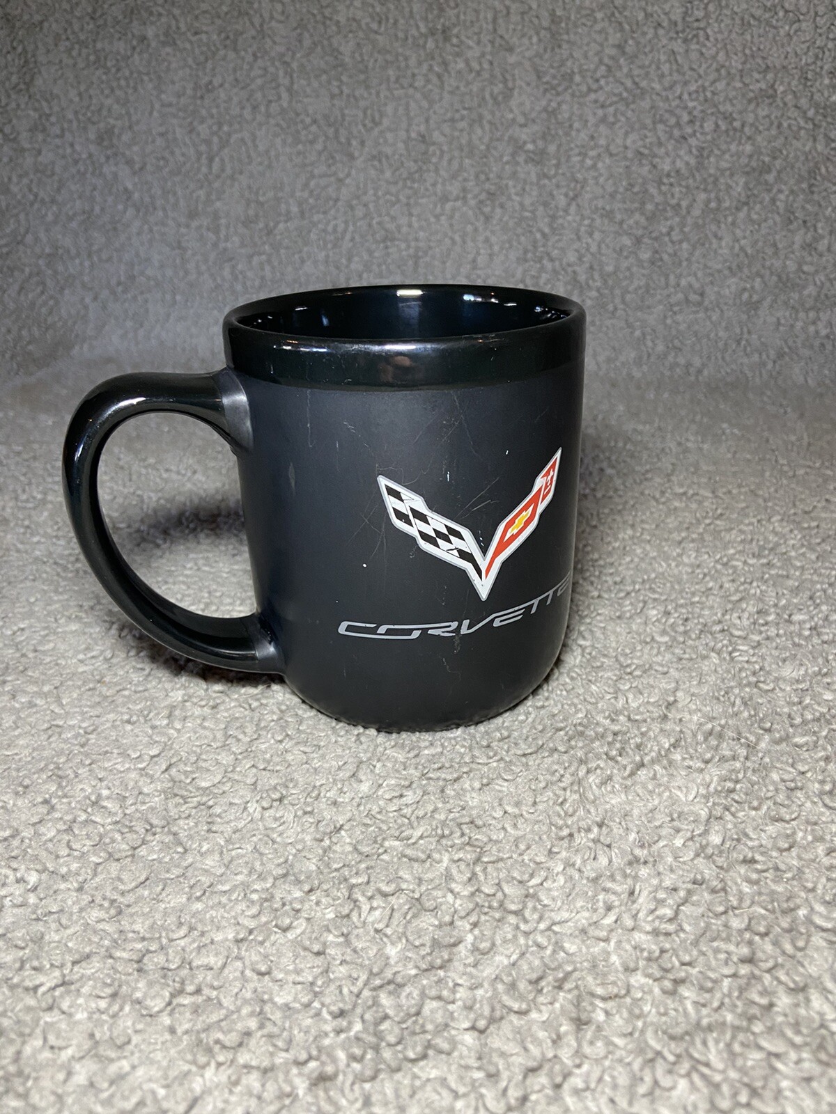 2014-2019 C7 Corvette Coffee Mug Style Matte Black with Crossed Flags ...