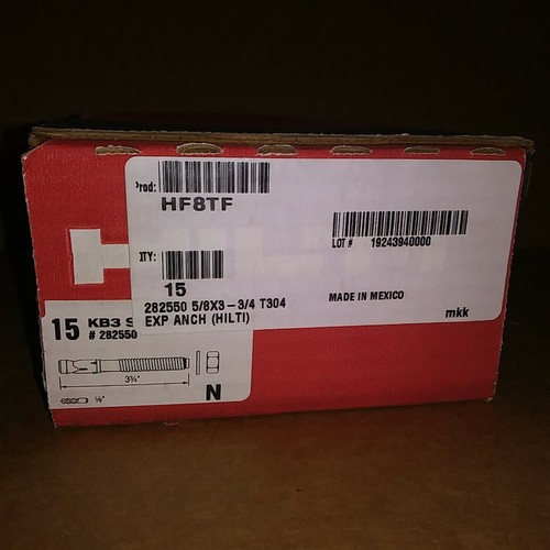 Hilti KB3 KWIK Bolt 3 Expansion Anchor 5/8 x 3-3/4 #282550 (15 PCS/BOX ...