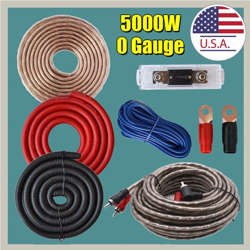 5000W Complete 0 GAUGE Car Amp Bass Amplifier Cable Subwoofer Install ...