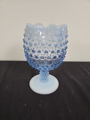 Duncan & Miller Hobnail Blue Opalescent Footed Vase Vintage Glass | eBay