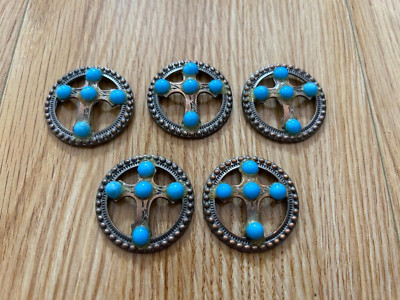 Turquoise Cross Western Show Conchos 1.5"/ 5 PCS Leather Decor with ...