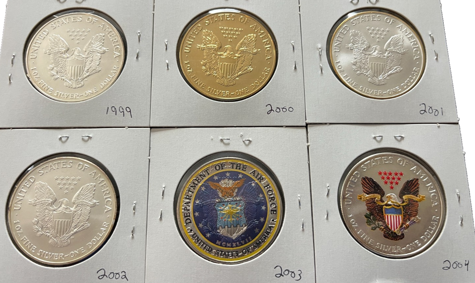 Lot #1 1999-2004 $1 American Silver Eagle Colorized Coins | eBay