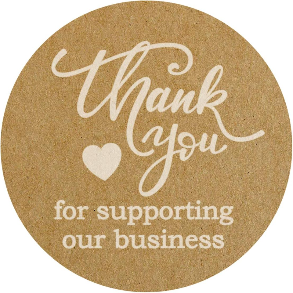 500 “Thank You for Supporting Our Business” Stickers. 1.5 Inch Round ...