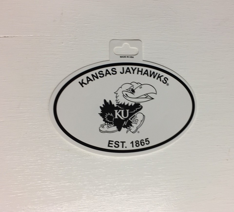 Kansas Jayhawks Oval Decal Sticker 3x5 Inches NEW Free Ship Black ...