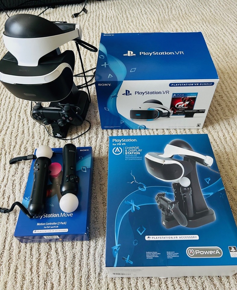 PlayStation PS4 1TB Console VR Bundle With 13 Games VR Headset Wheel ...