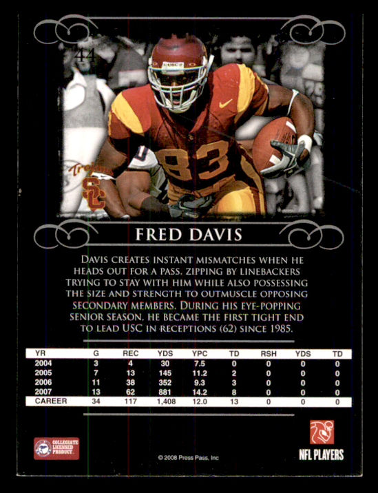 2008 Press Pass Legends Fred Davis #44 USC Trojans | eBay