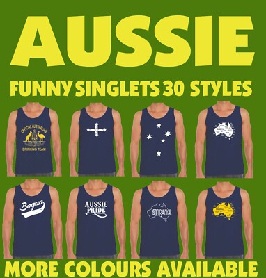 Funny Mens Singlets Aussie Australian Men's Australia Day Navy Avail T ...