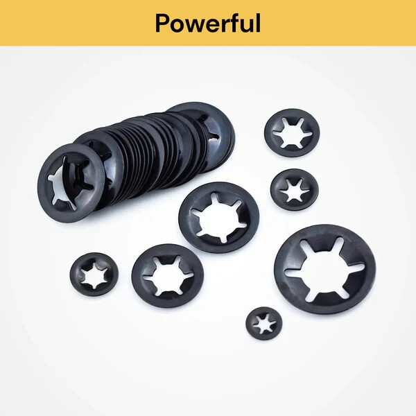 340PC For Starlock Washers Push On Lock Star Nut Fastener Clips Lock M3 ...