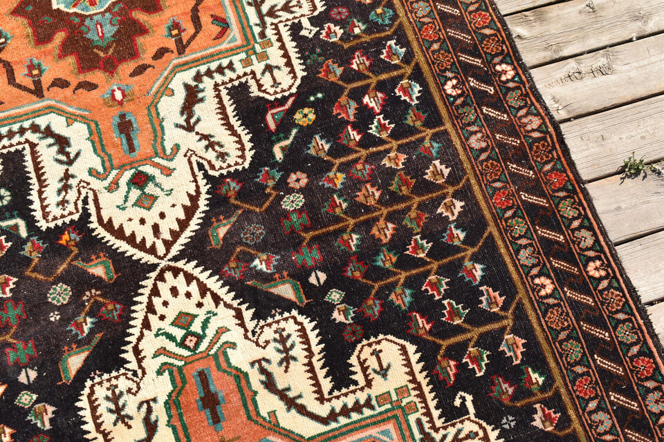 Caucasian Rug 3x6 Size Handknotted Vintage Primitive Brown Carpet ...